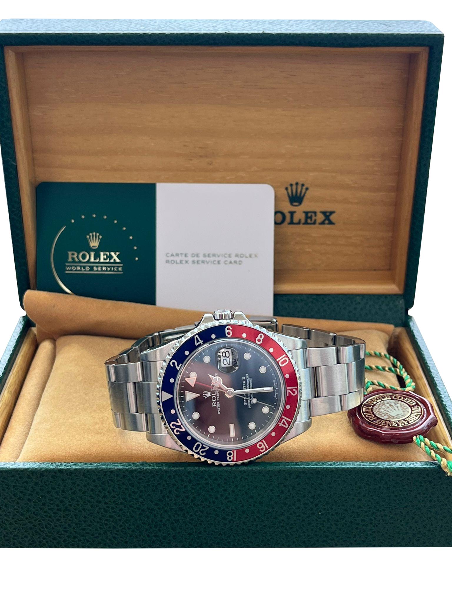 Rolex GMT-Master II 40mm Pepsi Blue Red Steel Oyster Bracelet Mens ...