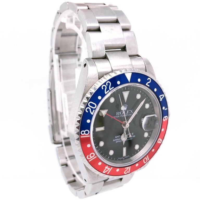 Rolex GMT-Master II Pepsi Red and Blue Bezel Steel Men's Oyster Watch ...