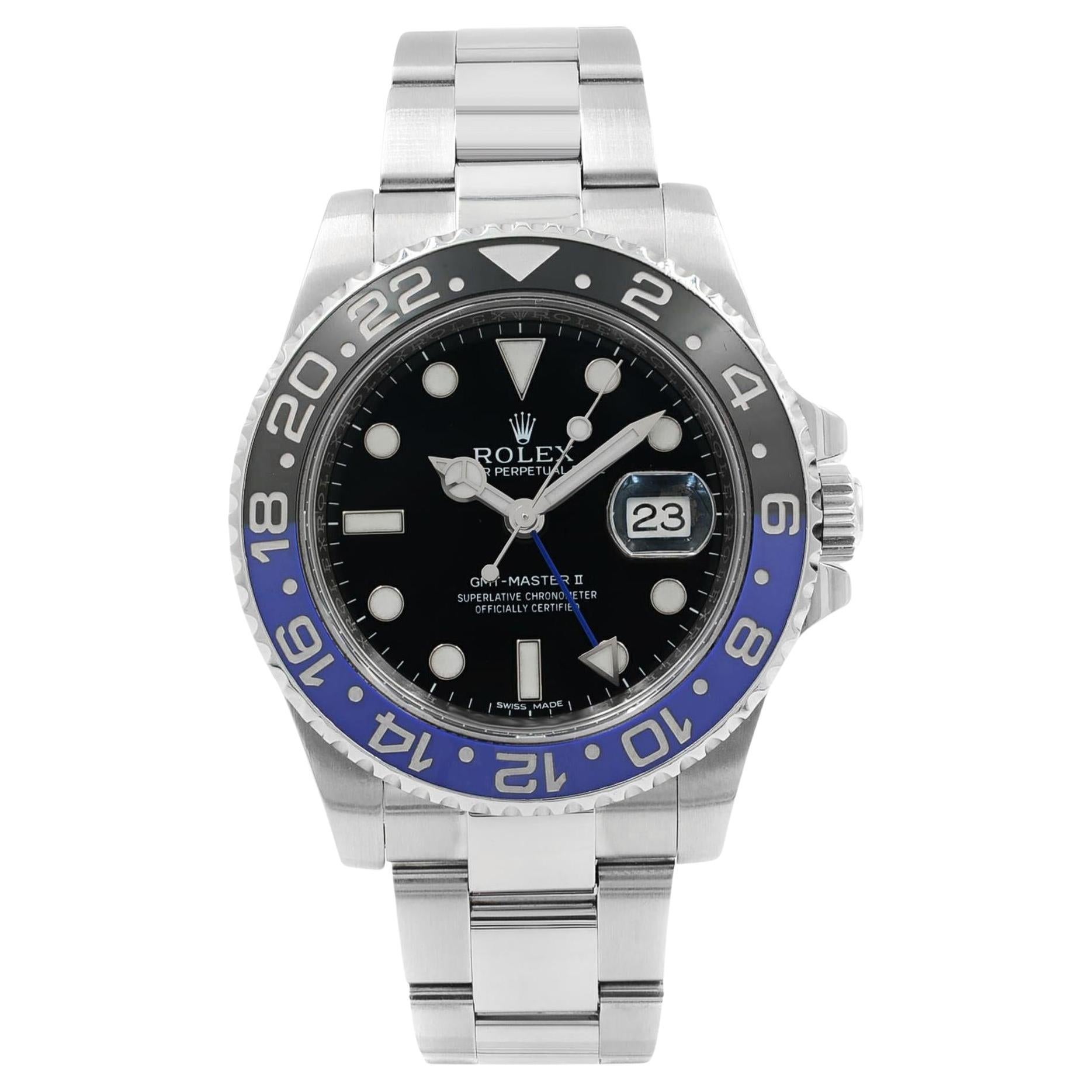 Rolex GMT-Master II Batman Black Dial Automatic Mens Watch 116710BLNR ...