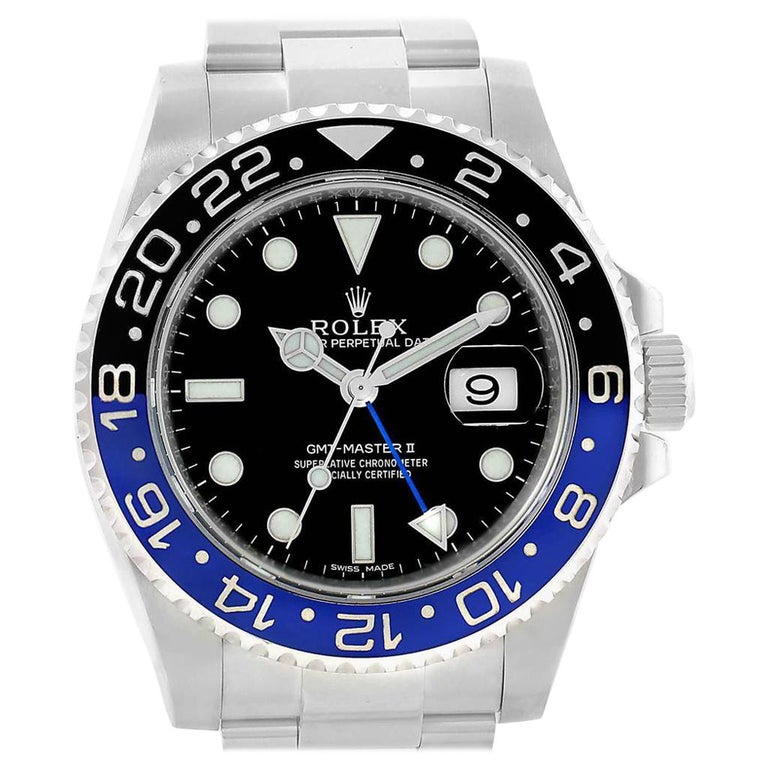 Rolex GMT Master II Batman Blue Black Bezel Steel Watch 116710 Box Card ...