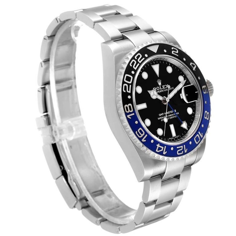 Rolex GMT Master II Batman Blue Black Ceramic Bezel Steel Watch 116710 ...
