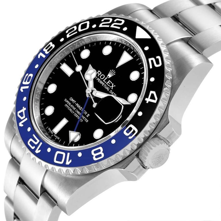 Rolex GMT Master II Batman Blue Black Ceramic Bezel Steel Watch 116710 ...