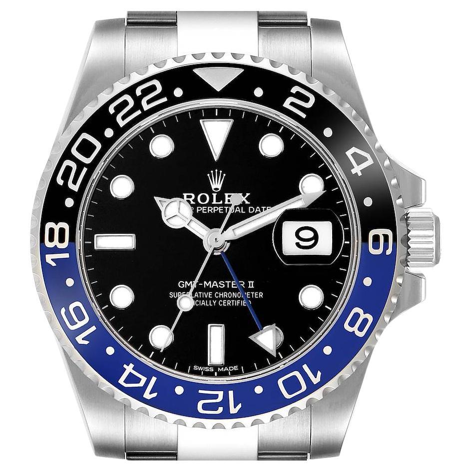Rolex GMT Master II Batman Blue Black Ceramic Bezel Steel Watch 116710 ...