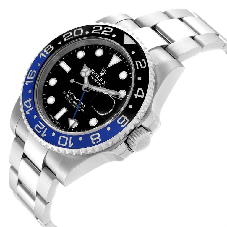 Rolex GMT Master II Batman Blue Black Ceramic Bezel Steel Watch 116710 ...