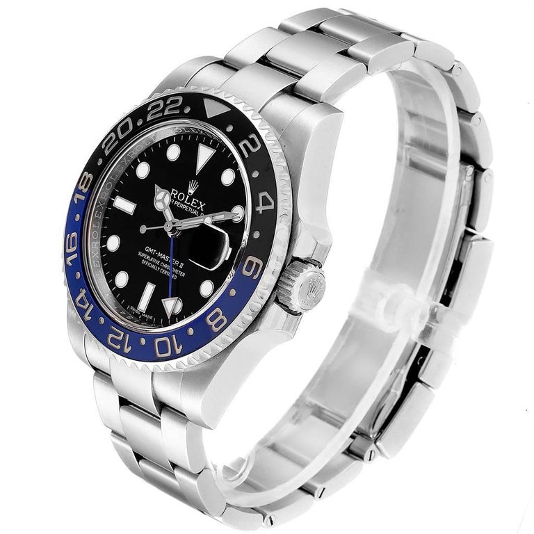Rolex GMT Master II Batman Blue Black Ceramic Bezel Steel Watch 116710 ...