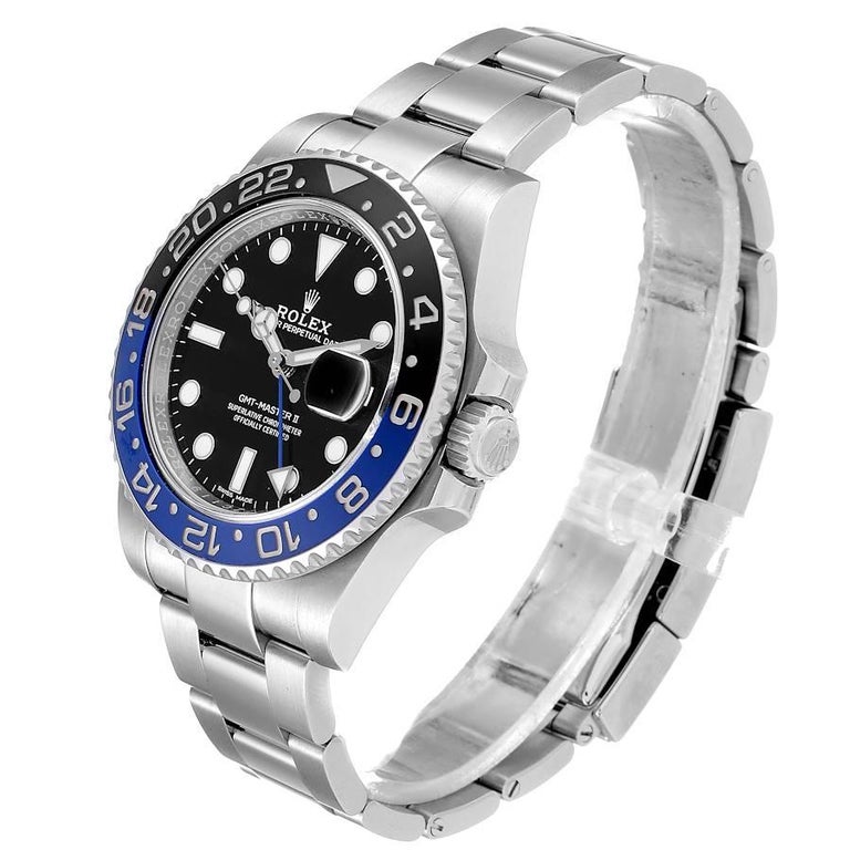 Rolex GMT Master II Batman Blue Black Ceramic Bezel Steel Watch 116710 ...