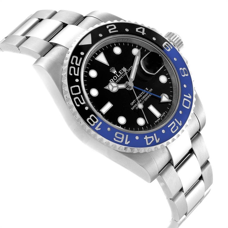Rolex GMT Master II Batman Blue Black Ceramic Bezel Steel Watch 116710 ...