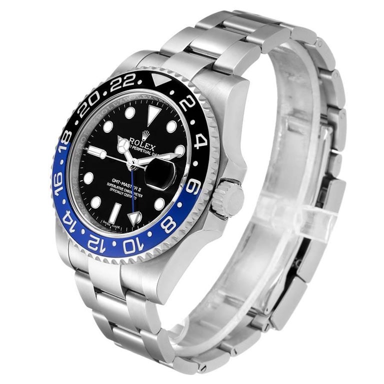 Rolex GMT Master II Batman Blue Black Ceramic Bezel Steel Watch 116710 ...