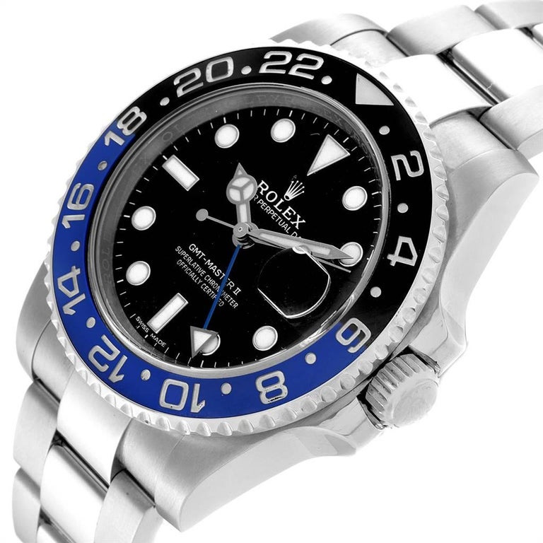 Rolex GMT Master II Batman Blue Black Ceramic Bezel Steel Watch 116710 ...