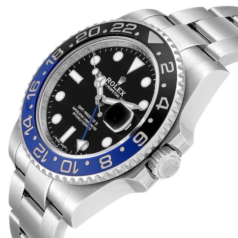 Rolex GMT Master II Batman Blue Black Ceramic Bezel Steel Watch 116710 ...