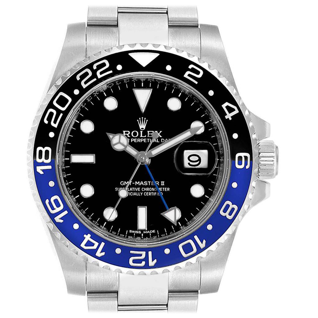 Rolex GMT Master II Batman Blue Black Ceramic Bezel Steel Watch 116710 ...