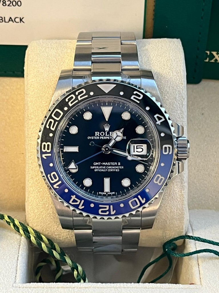 Rolex GMT-Master II Batman Ceramic Black Blue Bezel Steel Watch ...