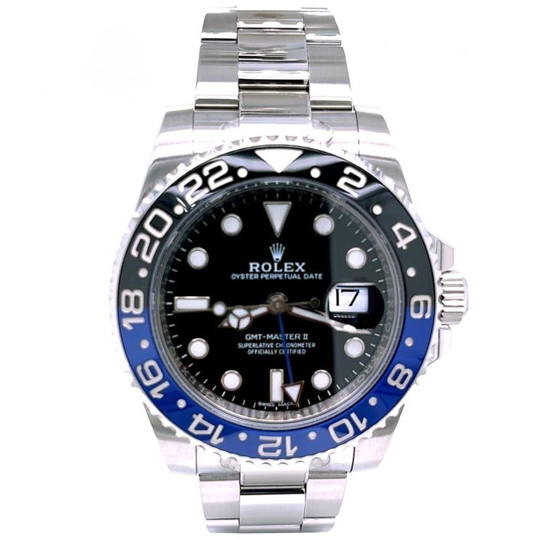 Rolex GMT-Master II Batman Ceramic Black Blue Bezel Steel Watch ...