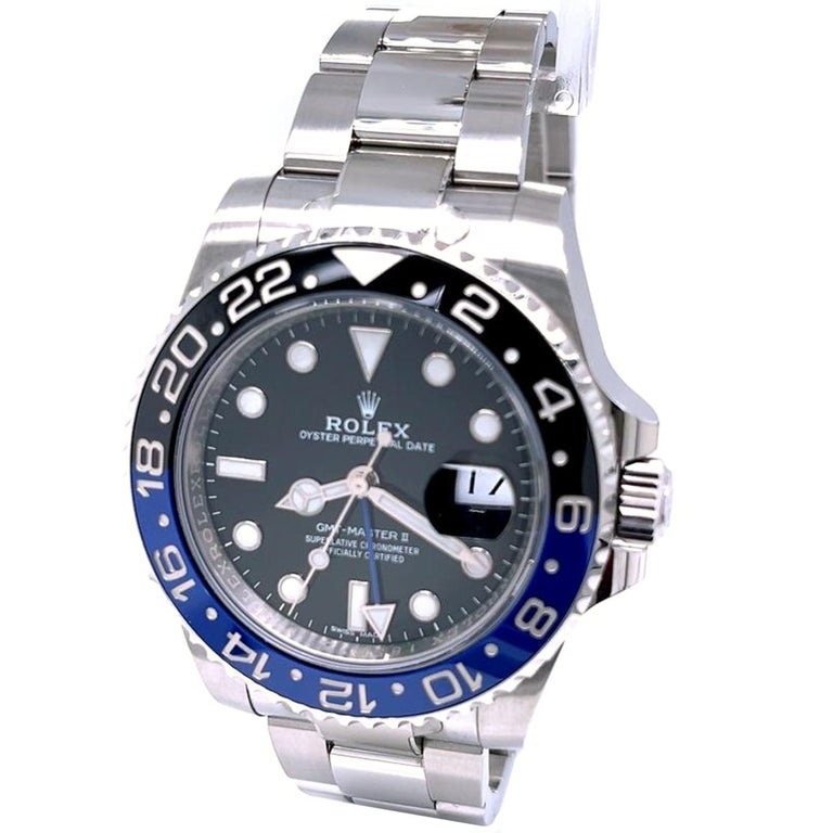 Rolex GMT-Master II Batman Ceramic Black Blue Bezel Steel Watch ...