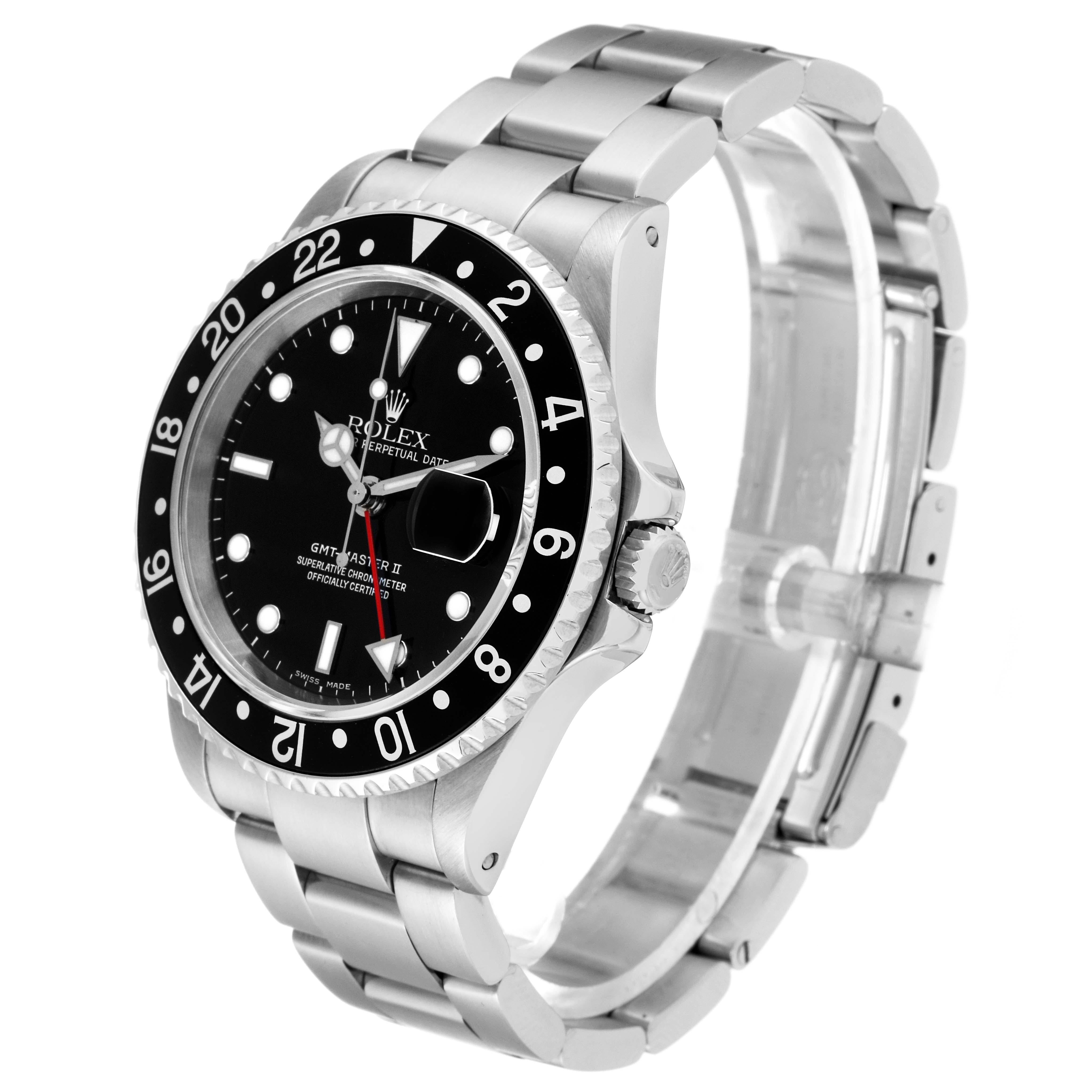Rolex GMT Master II Black Bezel Dial Steel Mens Watch 16710 Box Papers ...
