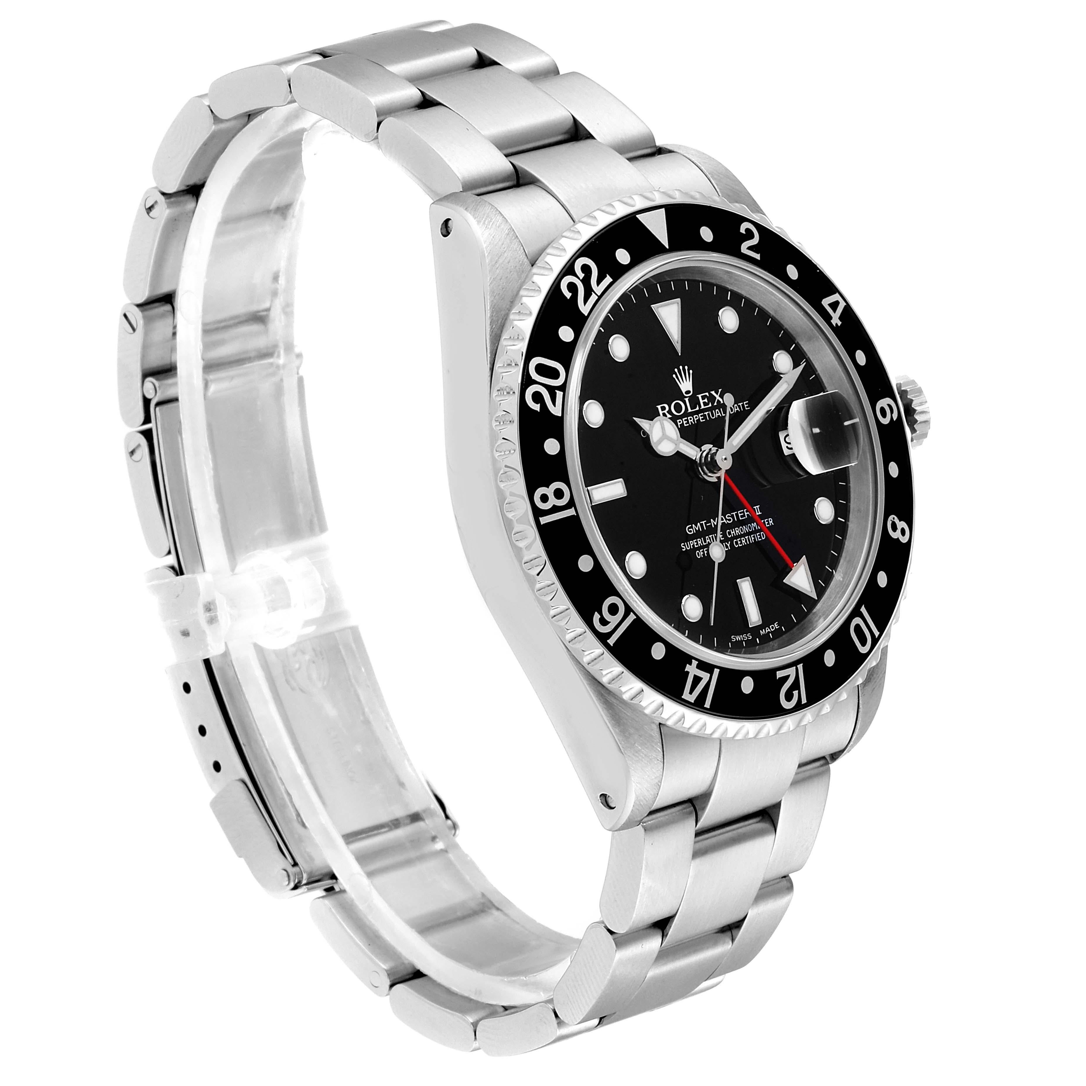 Rolex GMT Master II Black Bezel Red Hand Steel Men's Watch 16710 For ...