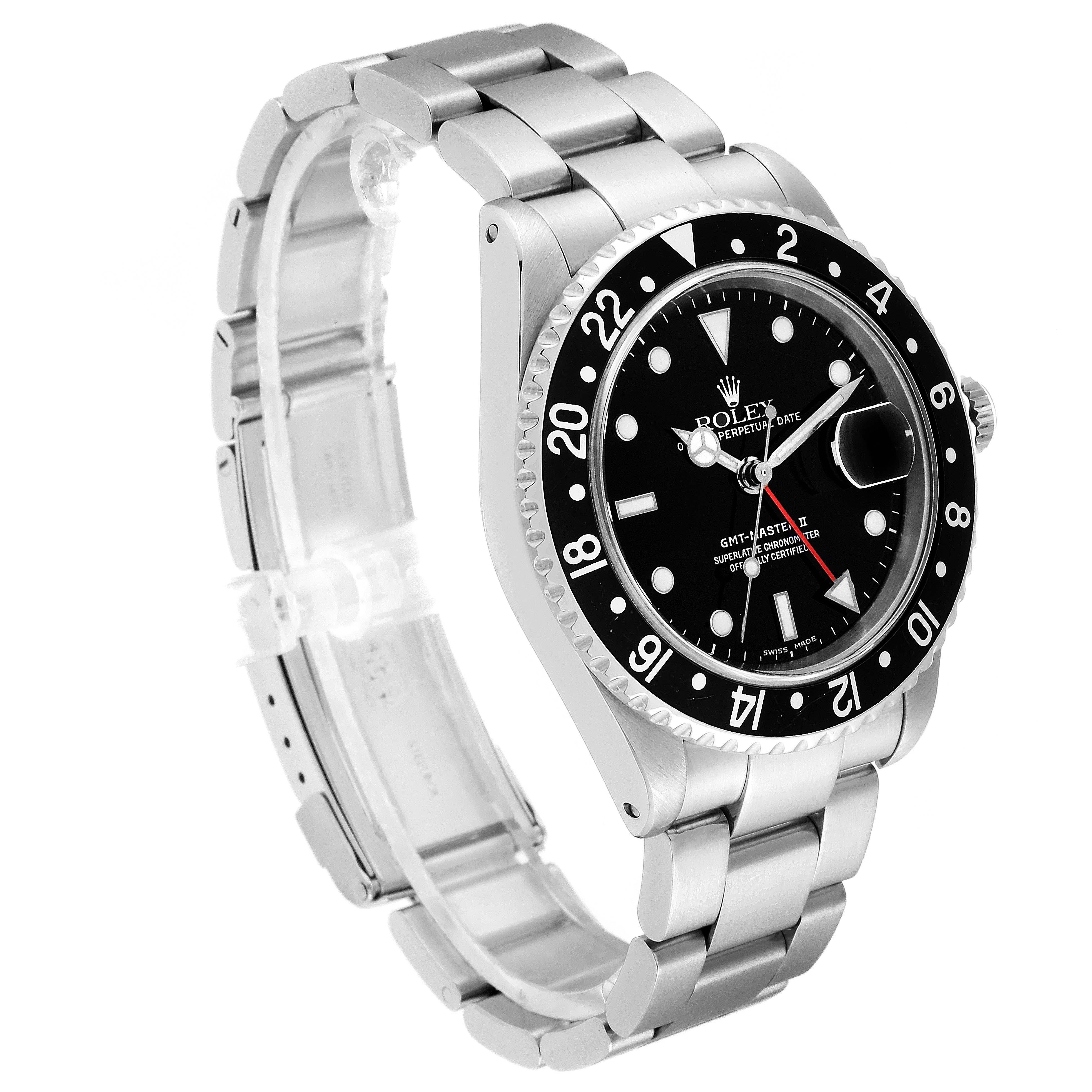 Rolex GMT Master II Black Bezel Red Hand Steel Men's Watch 16710 For ...