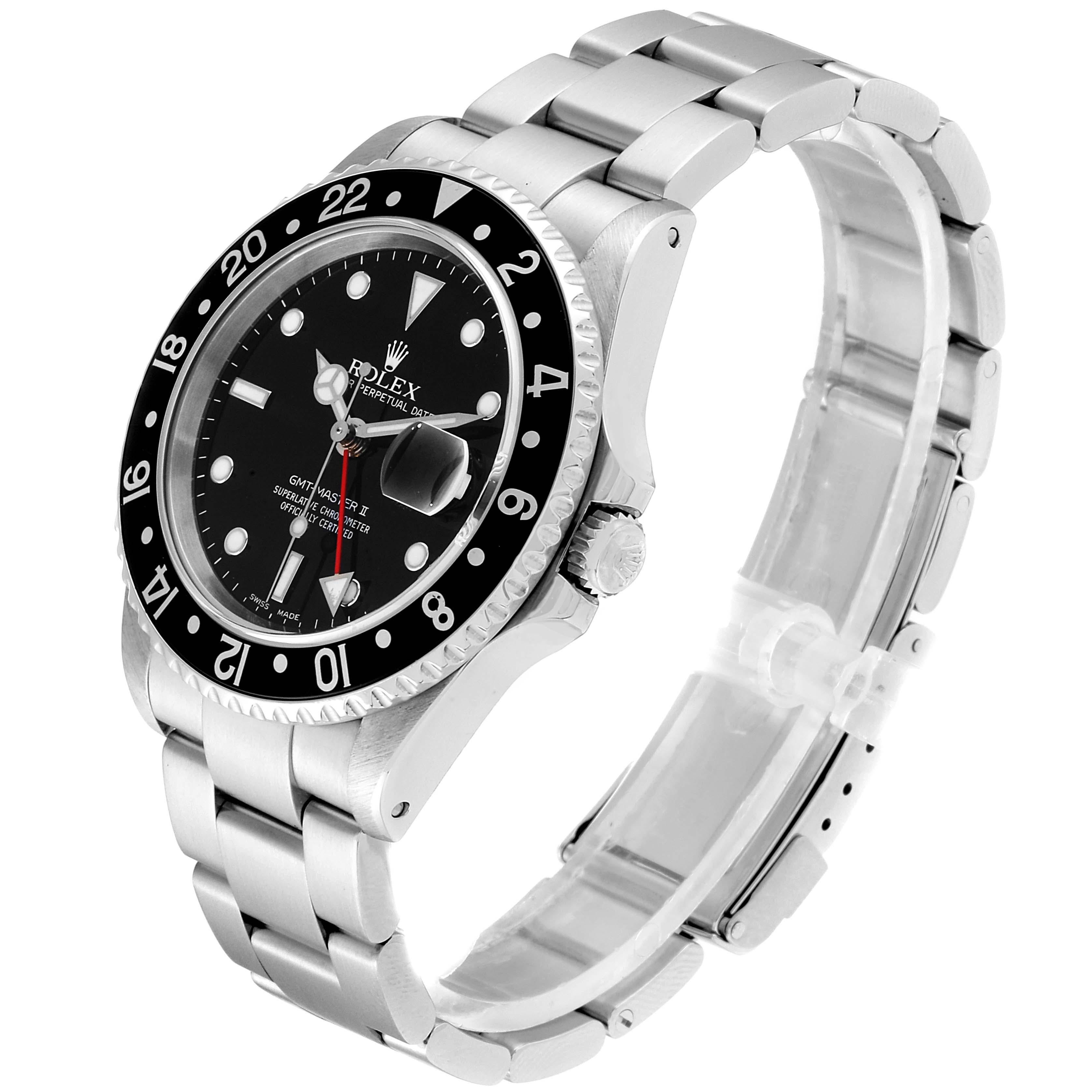 Rolex GMT Master II Black Bezel Red Hand Steel Men's Watch 16710 For ...