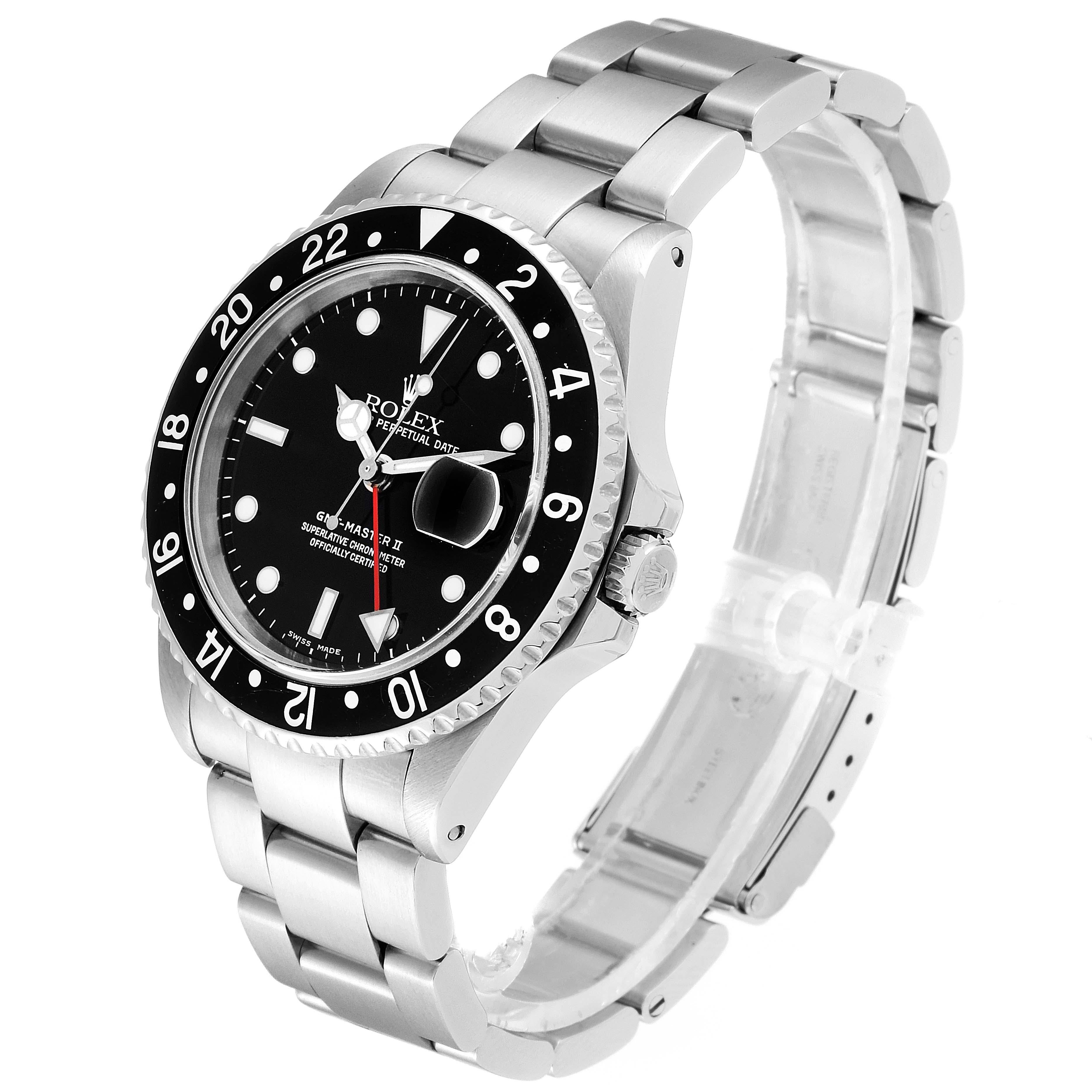 Rolex GMT Master II Black Bezel Red Hand Steel Men's Watch 16710 For ...