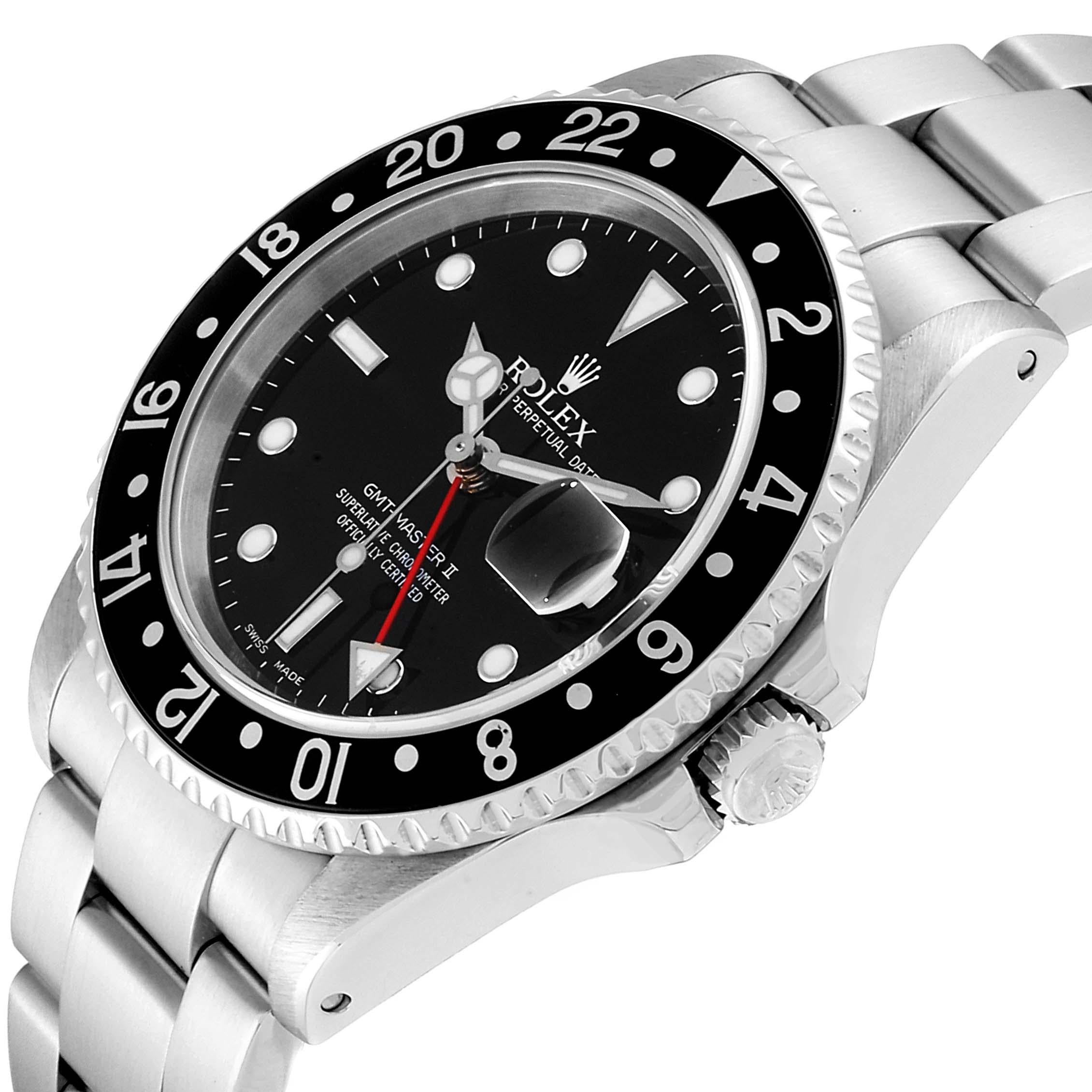 Rolex GMT Master II Black Bezel Red Hand Steel Men's Watch 16710 For ...