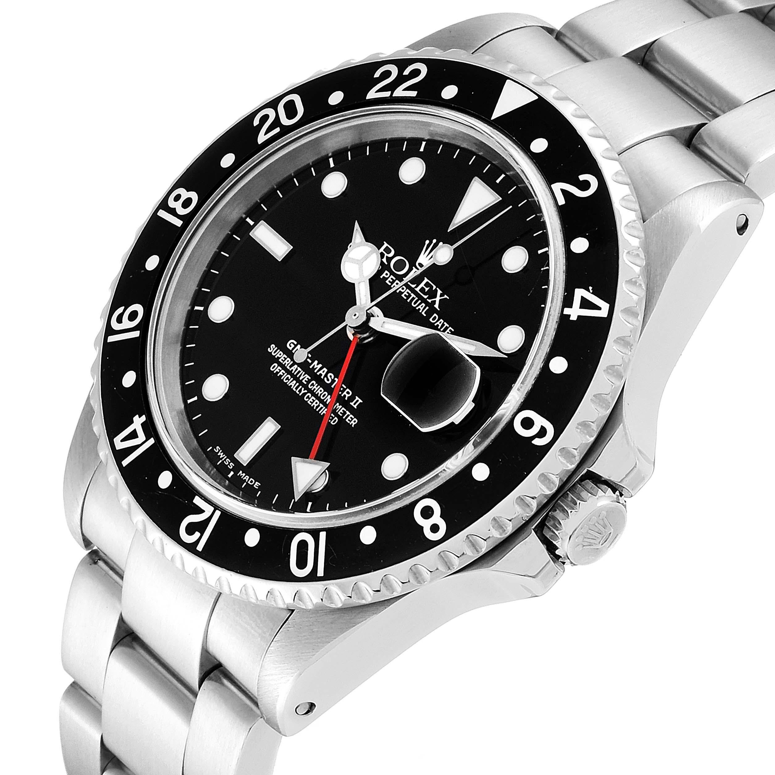 Rolex GMT Master II Black Bezel Red Hand Steel Men's Watch 16710 For ...