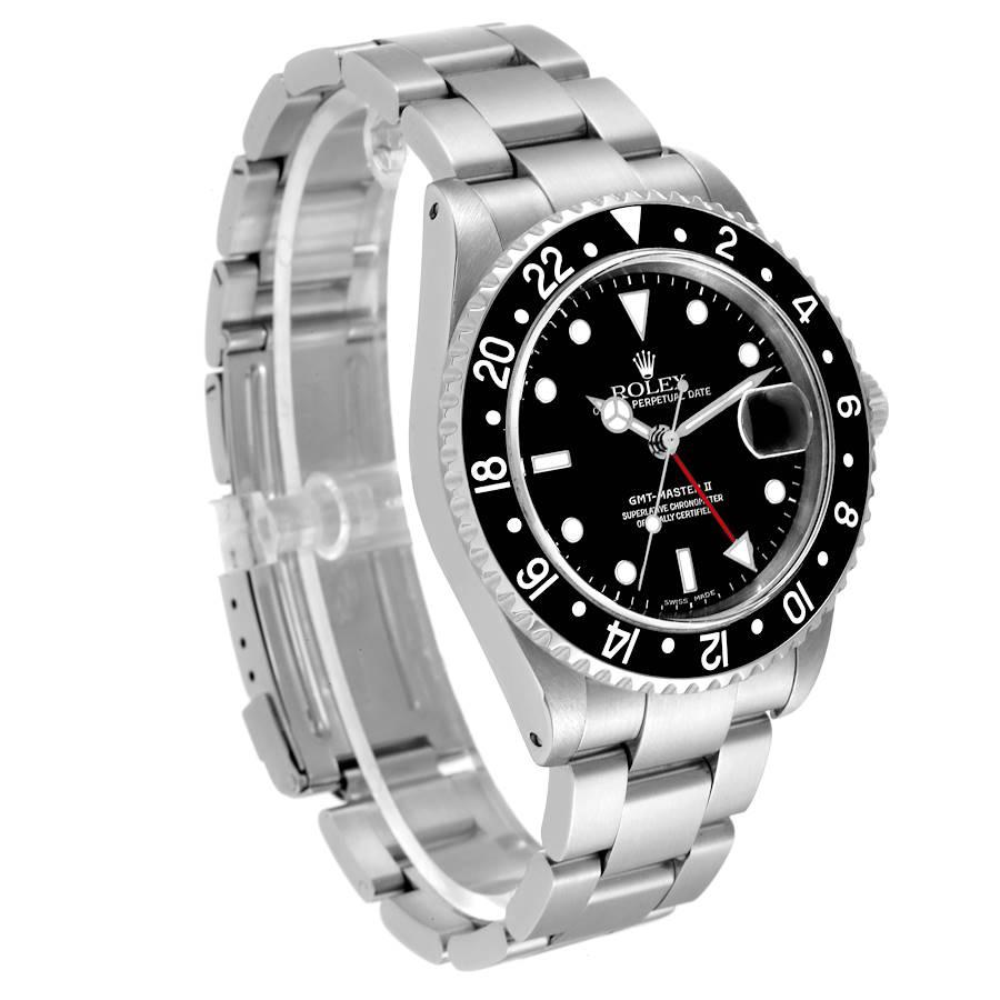 Rolex GMT Master II Black Bezel Steel Mens Watch 16710 Box Papers For ...