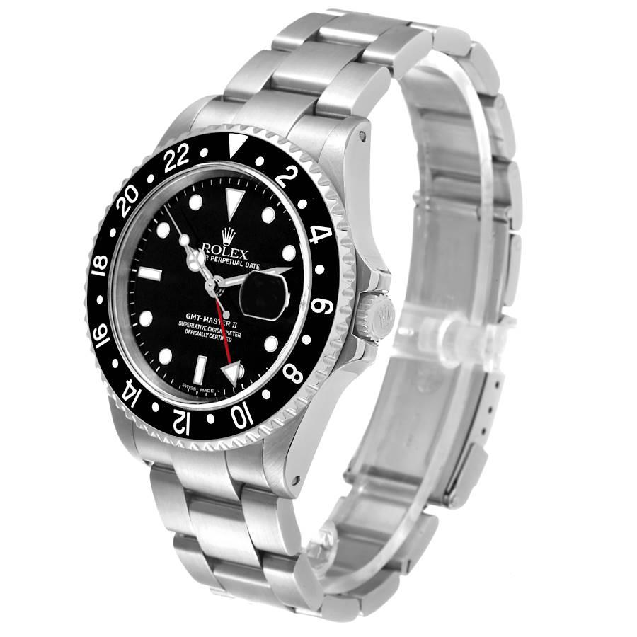 Rolex GMT Master II Black Bezel Steel Mens Watch 16710 Box Papers For ...