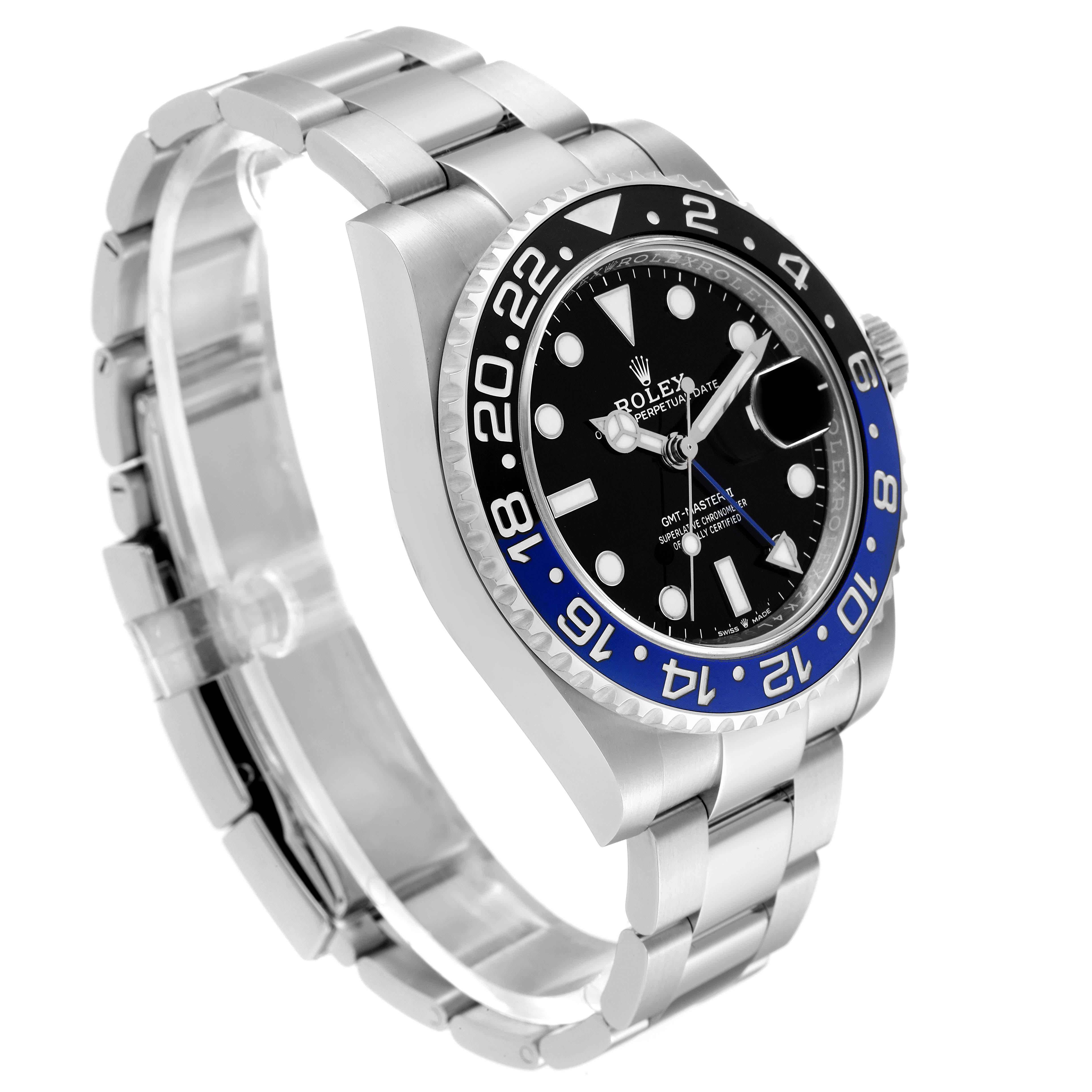 Rolex GMT Master II Black Blue Batman Bezel Steel Mens Watch 126710 Box ...