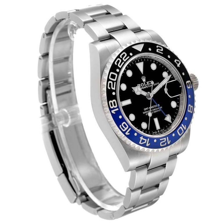 Rolex GMT Master II Black Blue Batman Bezel Steel Mens Watch 126710 ...