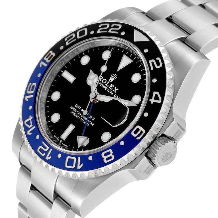 Rolex GMT Master II Black Blue Batman Bezel Steel Mens Watch 126710 ...
