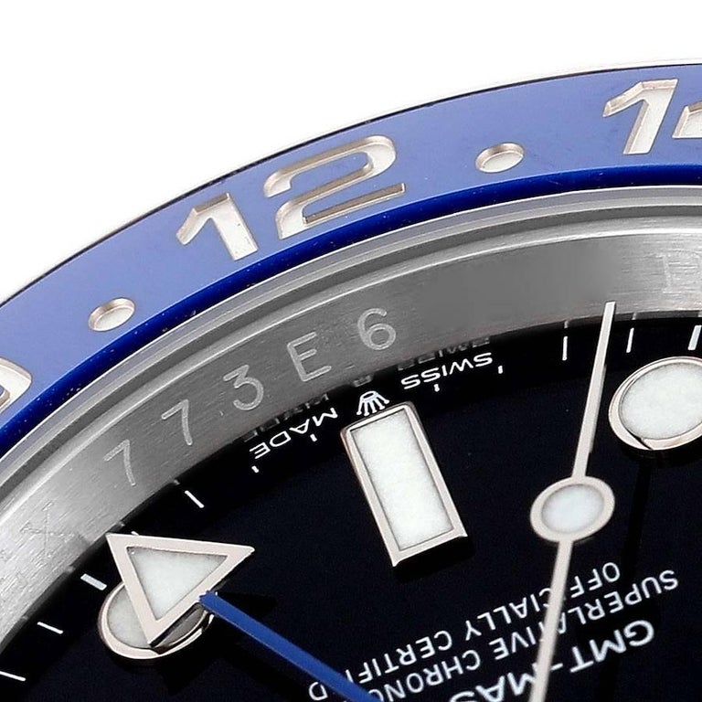 Rolex GMT Master II Black Blue Batman Bezel Steel Mens Watch 126710 ...