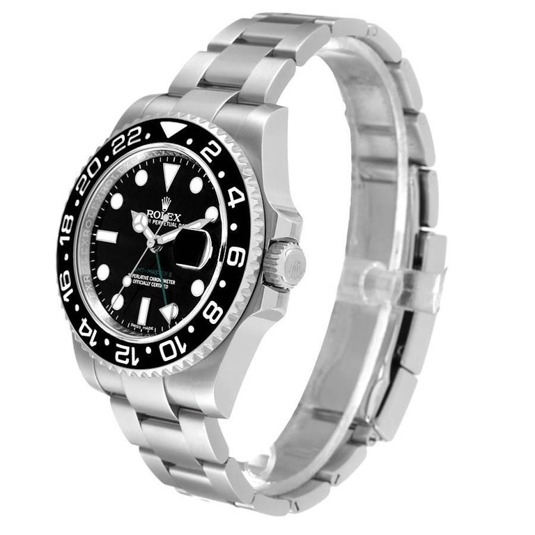 Rolex GMT Master II Black Dial Bezel Steel Mens Watch 116710 Box Card ...