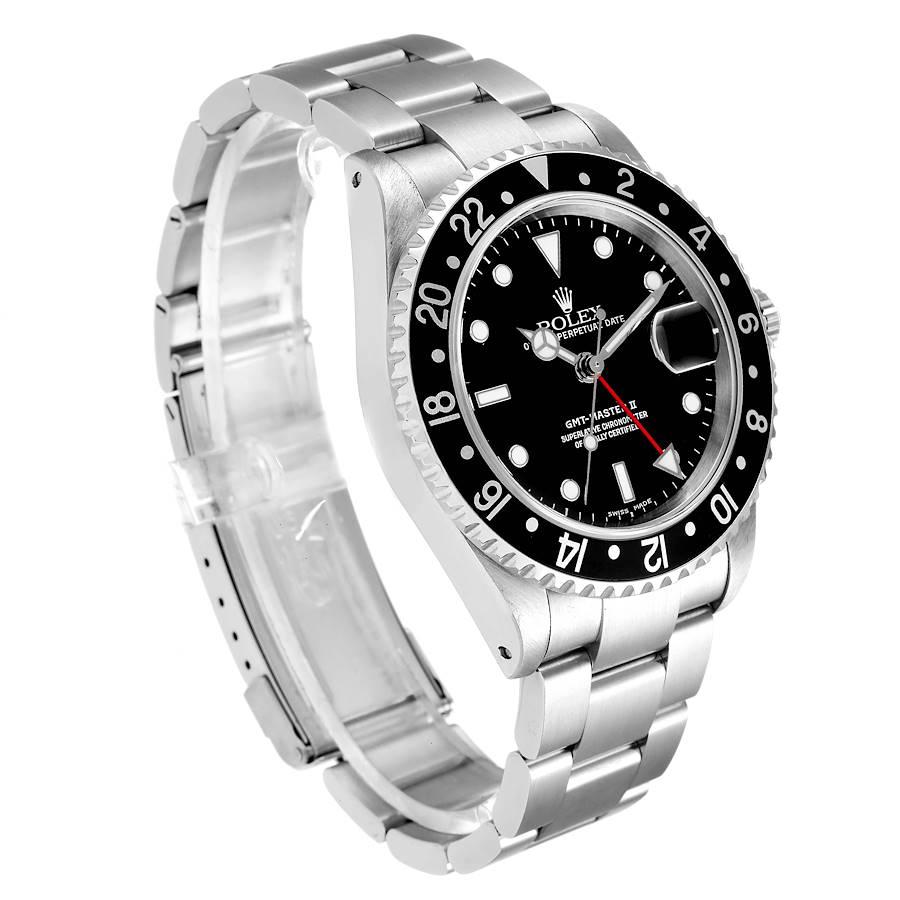 Rolex GMT Master II Black Dial Bezel Steel Mens Watch 16710 For Sale at ...