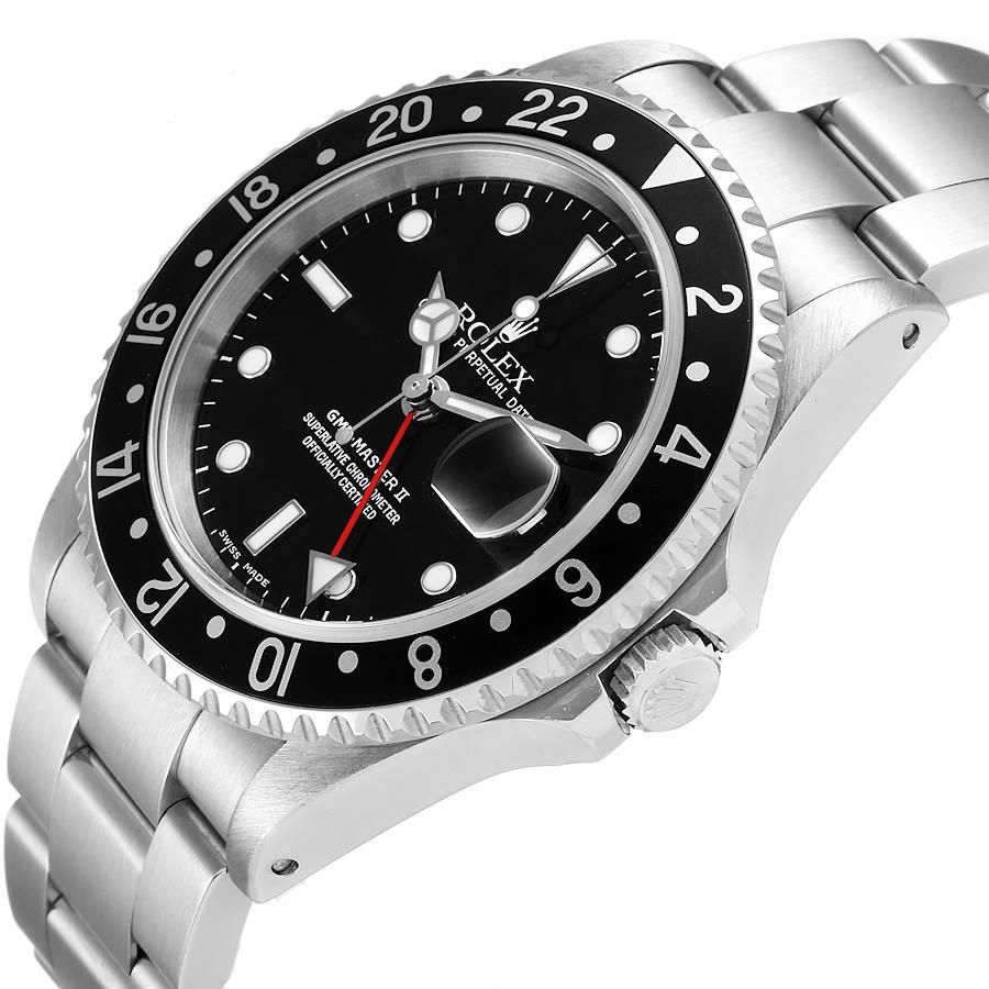 Rolex GMT Master II Black Dial Bezel Steel Mens Watch 16710 For Sale at ...