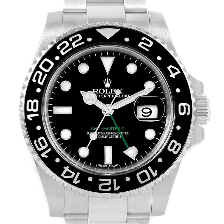 Rolex GMT Master II Black Dial Green Hand Men’s Watch 116710 For Sale ...