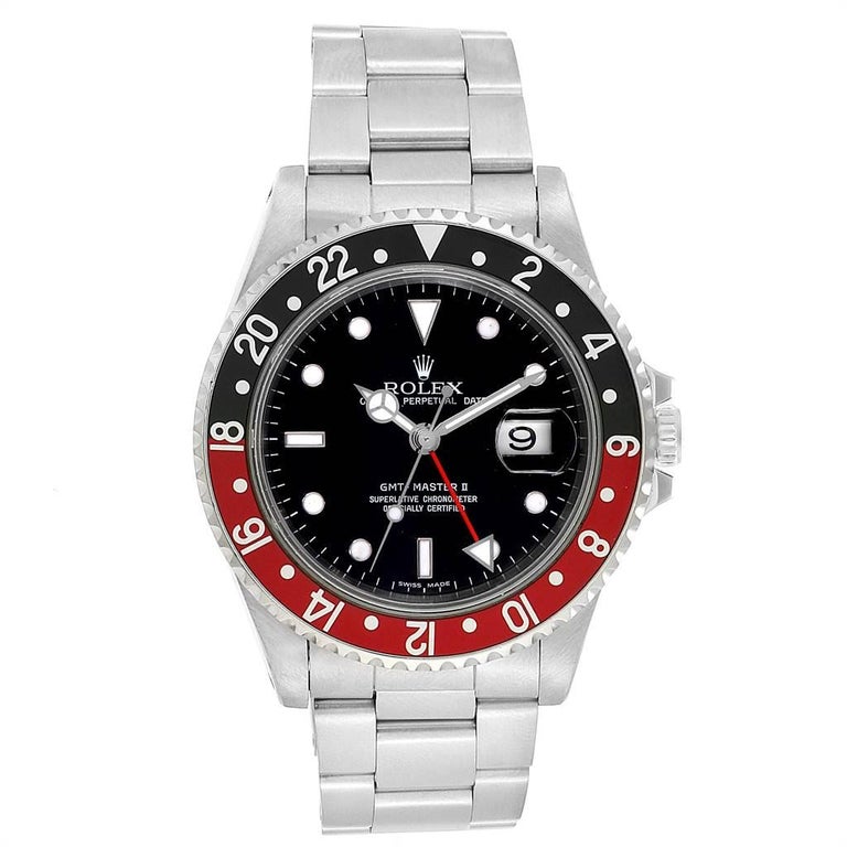 Rolex GMT Master II Black Red Coke Bezel Men's Watch 16710 Box Papers ...
