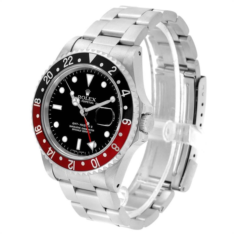 Rolex GMT Master II Black Red Coke Bezel Men's Watch 16710 Box Papers ...