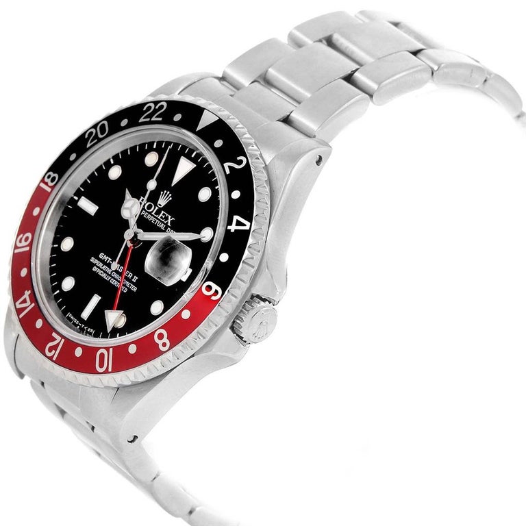 Rolex GMT Master II Black Red Coke Bezel Men’s Watch 16710 For Sale at ...