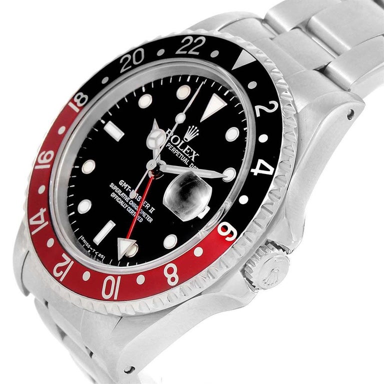 Rolex GMT Master II Black Red Coke Bezel Men’s Watch 16710 For Sale at ...