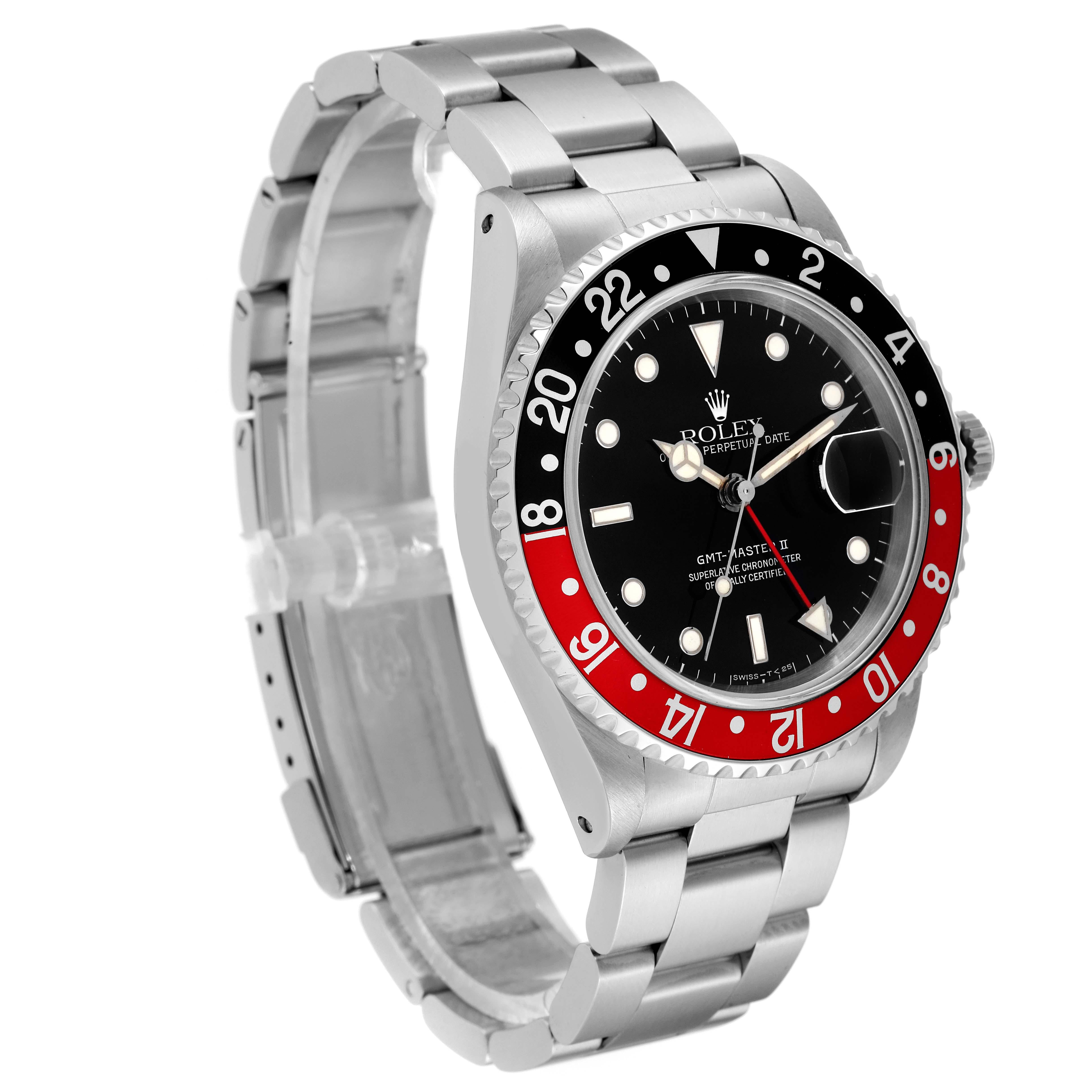 Rolex GMT Master II Black Red Coke Bezel Steel Mens Watch 16710 Box ...