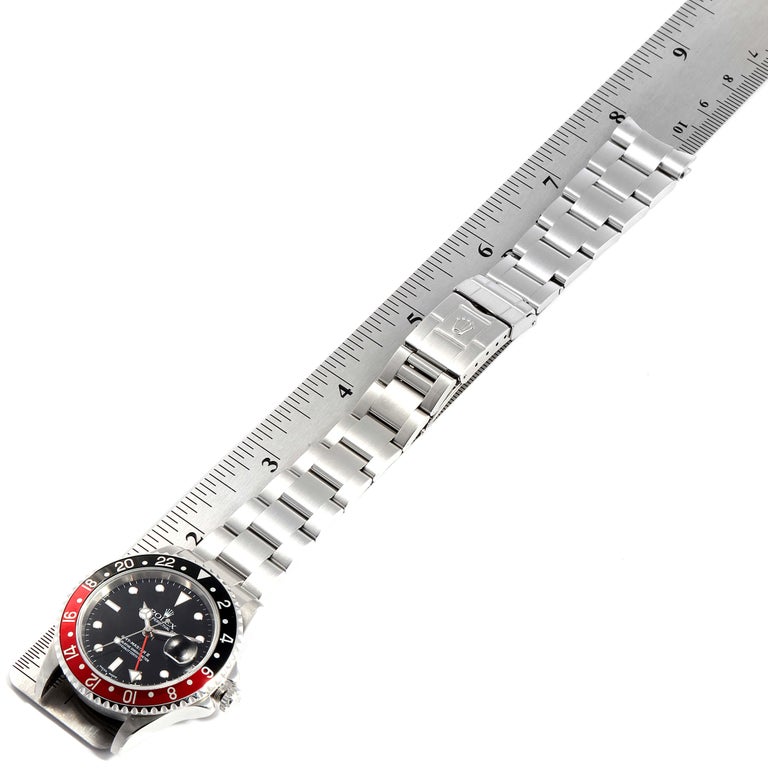 Rolex GMT Master II Black Red Coke Bezel Steel Men’s Watch 16710 at 1stDibs