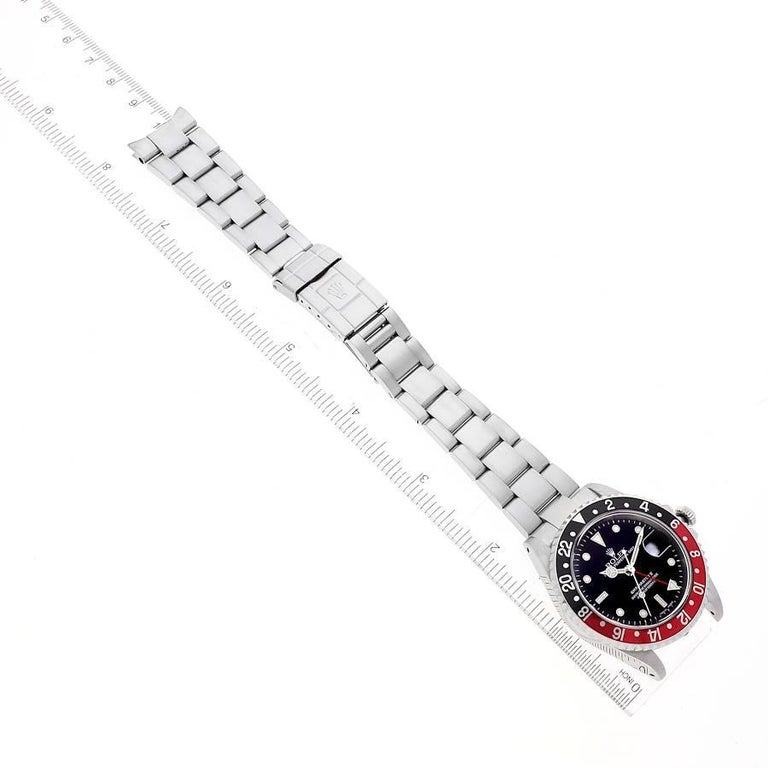 Rolex GMT Master II Black Red Coke Bezel Steel Mens Watch 16710 at 1stDibs