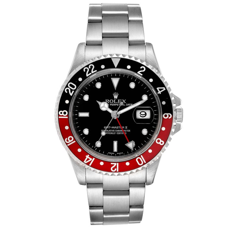 Rolex GMT Master II Black Red Coke Bezel Steel Men's Watch 16710 For ...