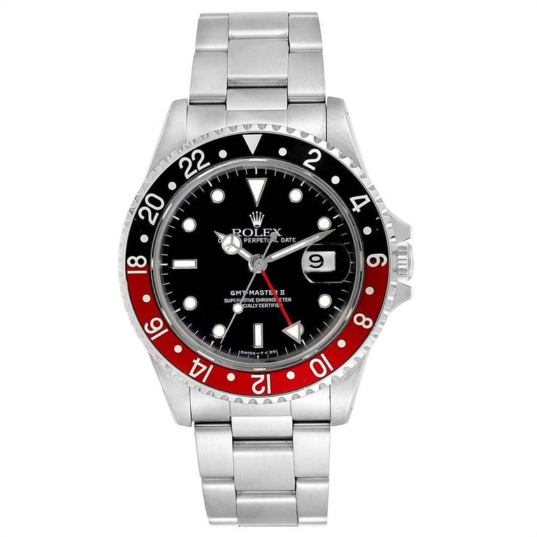 Rolex GMT Master II Black Red Coke Bezel Steel Men's Watch 16710 For ...