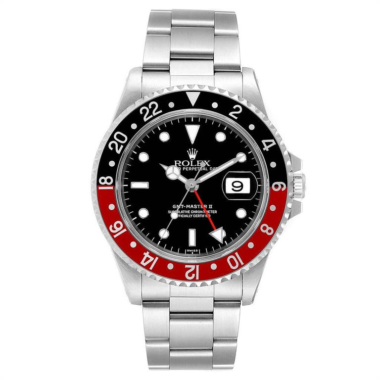 Rolex GMT Master II Black Red Coke Bezel Steel Men's Watch 16710 For ...