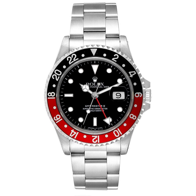 Rolex GMT Master II Black Red Coke Bezel Steel Men's Watch 16710 For ...