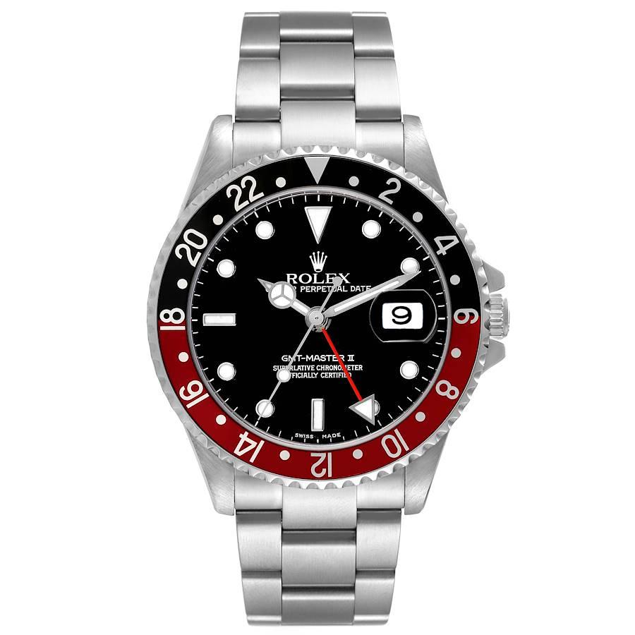 Rolex Gmt Master II Black Red Coke Bezel Steel Mens Watch 16710 For ...