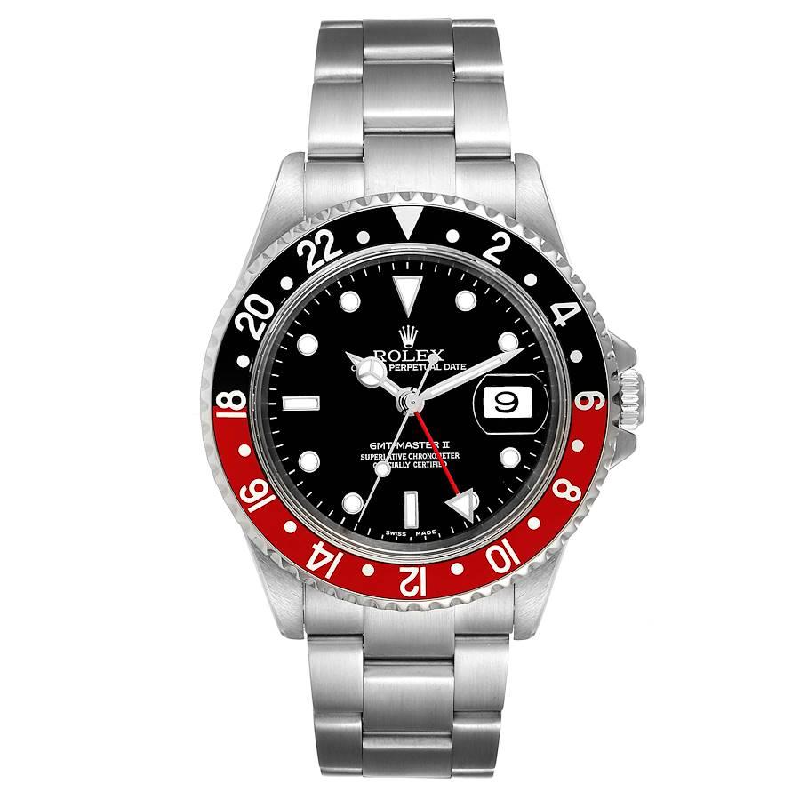 Rolex GMT Master II Black Red Coke Bezel Steel Mens Watch 16710 For ...
