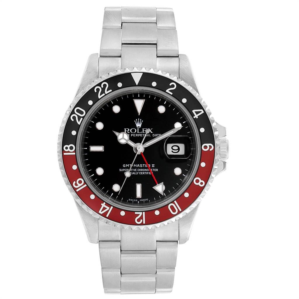 Rolex GMT Master II Black Red Coke Bezel Steel Men's Watch 16710 For ...