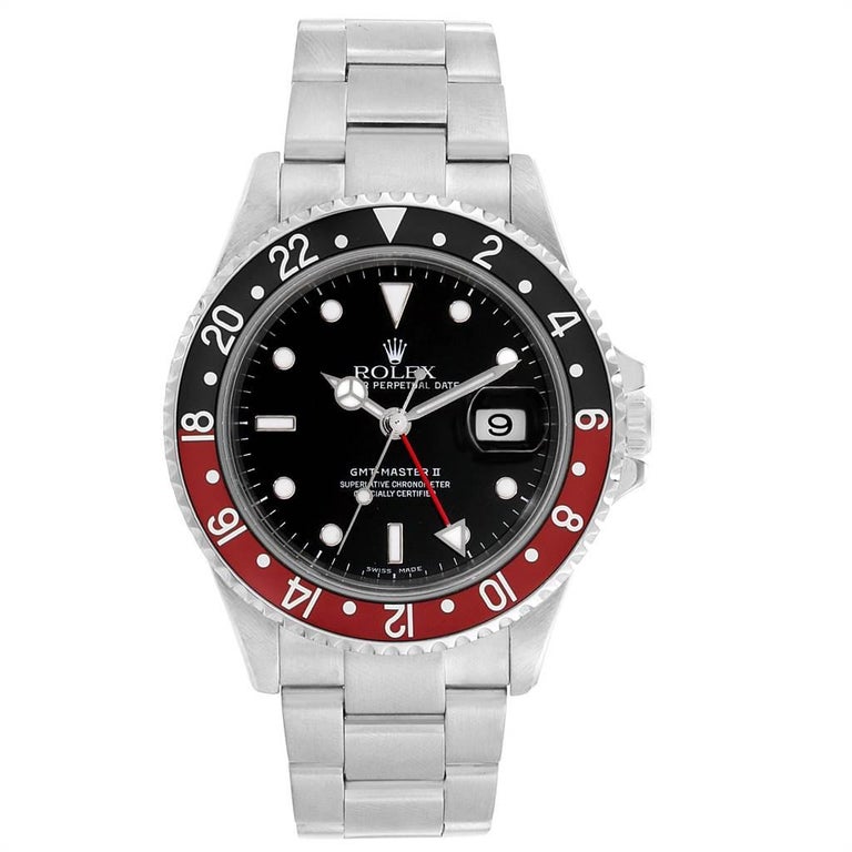 Rolex GMT Master II Black Red Coke Bezel Steel Men's Watch 16710 For ...